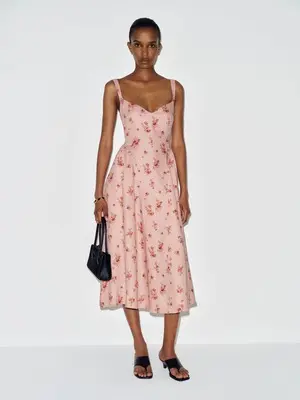 REFORMATION Birdie Linen Maxi Dress Pink