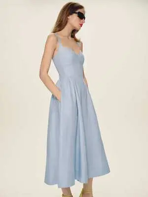 REFORMATION Birdie Linen Maxi Dress - Blue