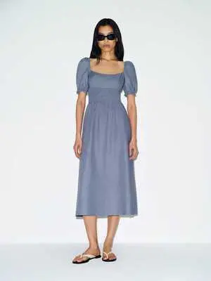 REFORMATION Adler Linen Dress - Blue