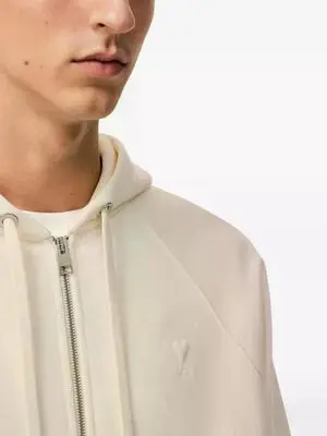 AMI Paris Logo-embroidered Zip-up Hoodie
