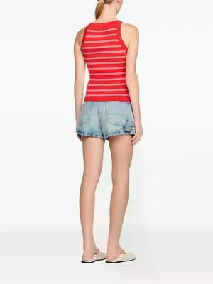 Sandro Striped Rib-knit Logo Plaque Tank Top
