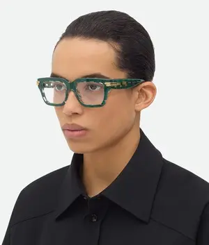 Bottega Veneta Mitre Square Eyeglasses - Green/transparent
