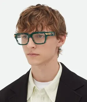 Bottega Veneta Mitre Square Eyeglasses - Green/transparent