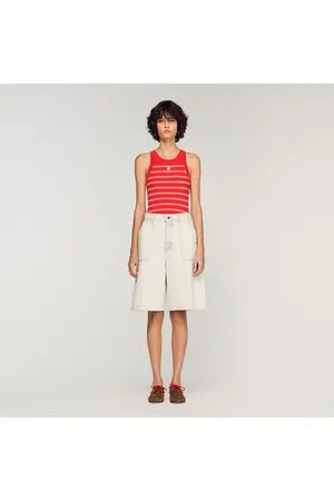 Sandro Washed Denim Bermuda Shorts