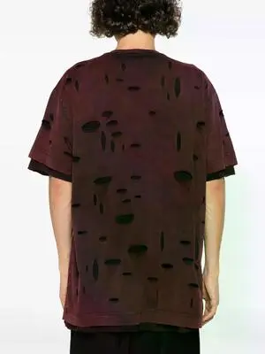 Givenchy Layered-design Ripped Cotton T-shirt - Red
