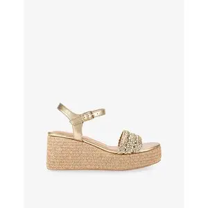 Carvela Portofino Faux-leather Flatform Sandals - Gold