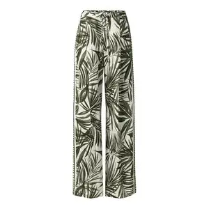 Bogner Linen Trousers Gina - Olive Green/cream