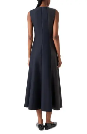 Akris Leather Patch Cotton And Wool Midi Dress