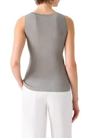 Akris Two-tone Mesh Front Silk Sweater Tank