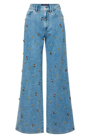 Veronica Beard Kasey Embellished Wide-leg Jeans