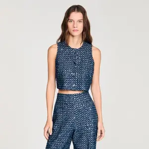 Sandro Sequin Crop Top