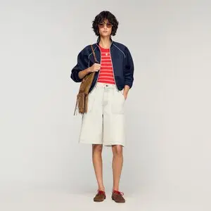 Sandro Washed Denim Bermuda Shorts - Light Bu Jean