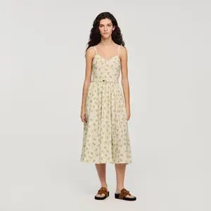 Sandro Floral Maxi Dress With Straps
