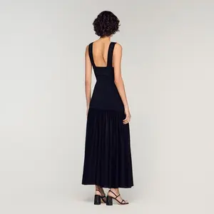 Sandro Ruffled Knit Maxi Dress