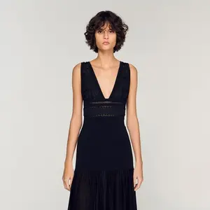 Sandro Ruffled Knit Maxi Dress