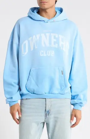 REPRESENT Owners' Club Cotton Graphic Hoodie - Sky Blue