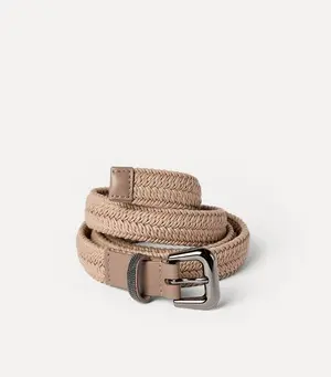 Brunello Cucinelli Stretch-cotton Braided Belt - Beige
