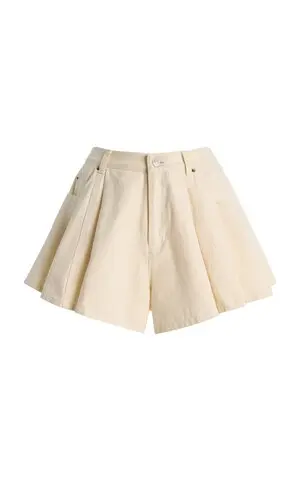 Sea Stasia Pleated Denim Shorts - Ivory