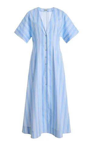 Staud Ellie Stretch-cotton Midi Dress - Stripe