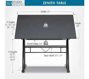 STUDIO DESIGNS HOME Studio Designs Zenith Adjustable Drawing Table /storage