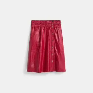 COACH Restored Smocked Leather Skirt