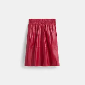 COACH Restored Smocked Leather Skirt