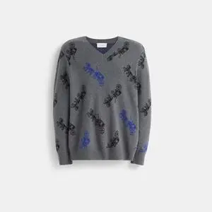 COACH Restored Horse And Carriage V-neck Sweater - Grey Multi