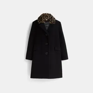 COACH Restored Wool Coat With Shearling Collar - Black