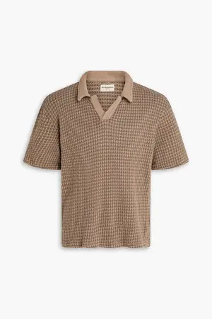 Officine Générale Pele Jacquardknit Cotton Polo Shirt - Light Brown