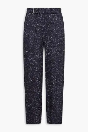 Officine Générale Nash Belted Printed Twill Pants - Midnight Blue