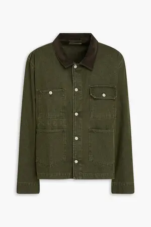 Officine Générale Elvir Corduroytrimmed Denim Jacket - Army Green