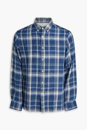 Officine Générale Arsene Checked Linen Shirt - Navy
