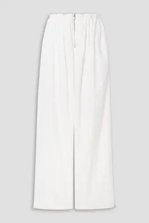 DION LEE Gathered Washed Cottonblend Wideleg Pants - Ivory