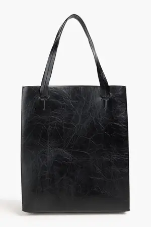 JIL SANDER Crinkled Leather Tote - Black