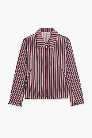 Thom Browne Frayed Striped Silk And Cottonblend Jacket - Red