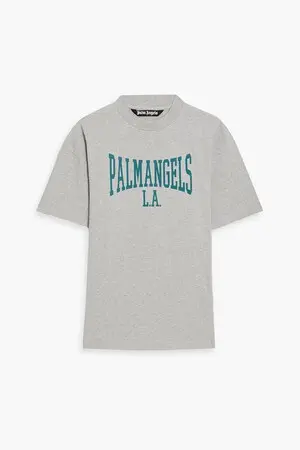 Palm Angels Printed Cottonjersey Tshirt - Light Gray