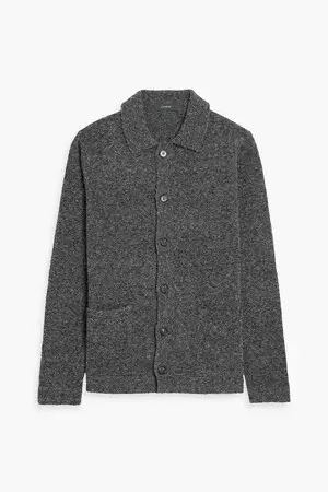 SLOWEAR Zanone Woolblend Boucléknit Cardigan - Dark Gray