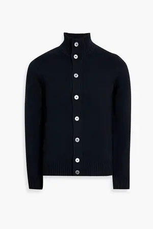 SLOWEAR Zanone Ribbed Wool Cardigan - Midnight Blue