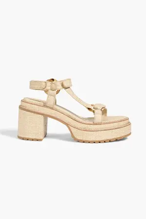 Cult Gaia Elka Raffia Platform Sandals - Beige