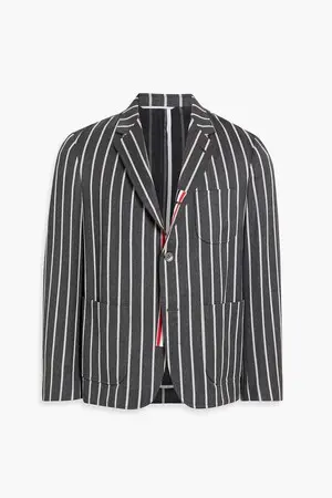 Thom Browne Striped Wool And Cottonblend Blazer - Anthracite