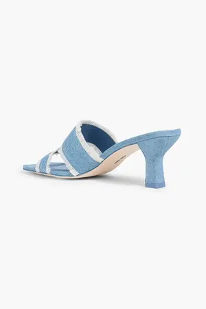 Cult Gaia Fae Frayed Denim Mules