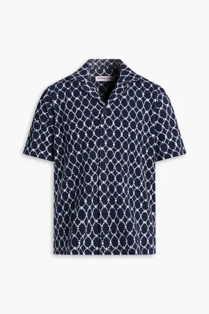 Orlebar Brown Howell Cottonblend Terryjacquard Shirt - Navy