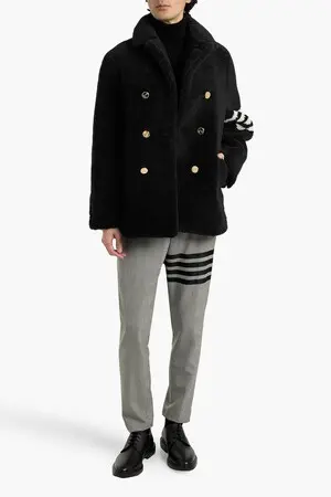 Thom Browne Doublebreasted Striped Shearling Jacket
