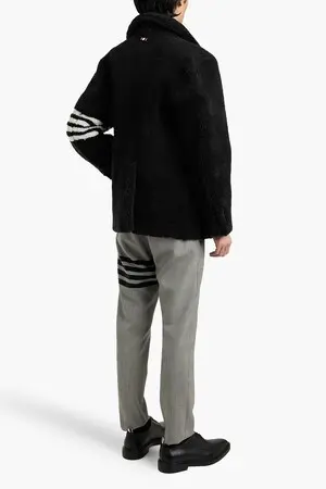 Thom Browne Doublebreasted Striped Shearling Jacket