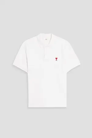Ami Embroidered Cottonpiqué Polo Shirt - White