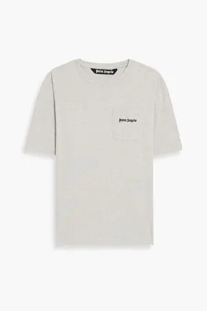 Palm Angels Embroidered Cottonjersey Tshirt - Light Gray