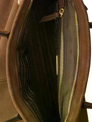 Prada Bonnie Large Nubuck Leather Handbag - Brown