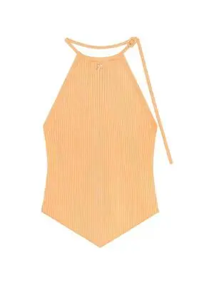 COURREGES Halter-neck Ribbed-knit Top - Orange