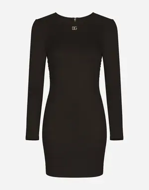 Dolce & Gabbana Short Milano Rib Dress With Dg Logo - Black