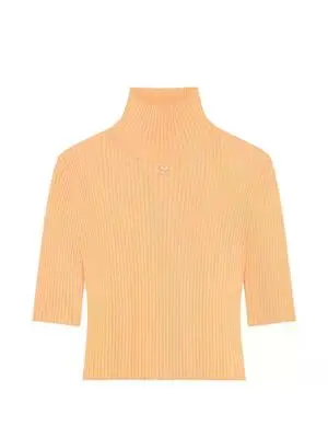 COURREGES Ribbed Knit Turtleneck Cropped Top